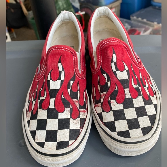 Vans | Shoes | Unisex Vans Classic Blood Drip Red Racing Flame ...